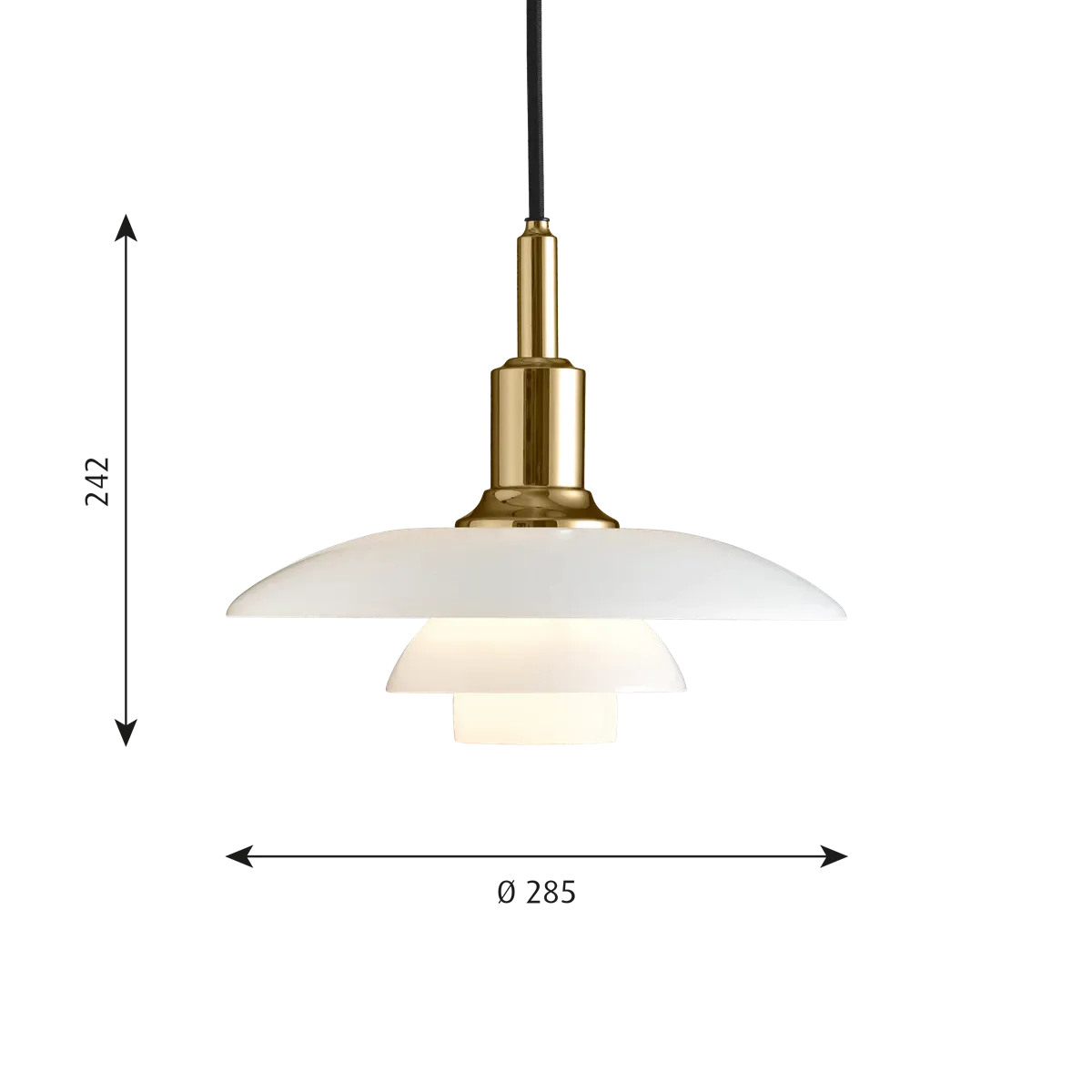PH 3-2 Pendel 70W E27 Messing metallisert / Glass - Forma Studio